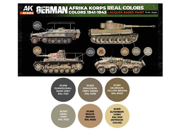 AK Interactive RCS124 6 x17ml Real Colors Paint Set - German Afrika Ko ...