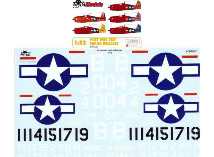 Alley Cat ALM32001D 1/32 - Post War Test F6F-5K Hellcats Decals ...