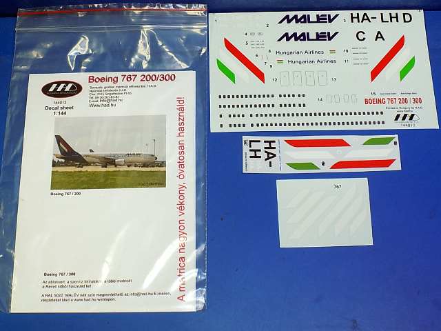 HAD Decals HAD144013 1/144 - Boeing 767 200/300 MALÉV – Models For Sale Ltd