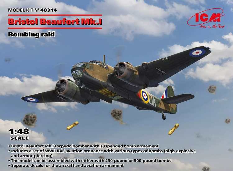 ICM ICM48314 1/48 - Bristol Beaufort Mk.I Bombing raid – Models For ...