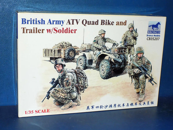 Bronco MFS55361 35207 1/35 British Army ATV Quad Bike w/Trailer and Fi ...